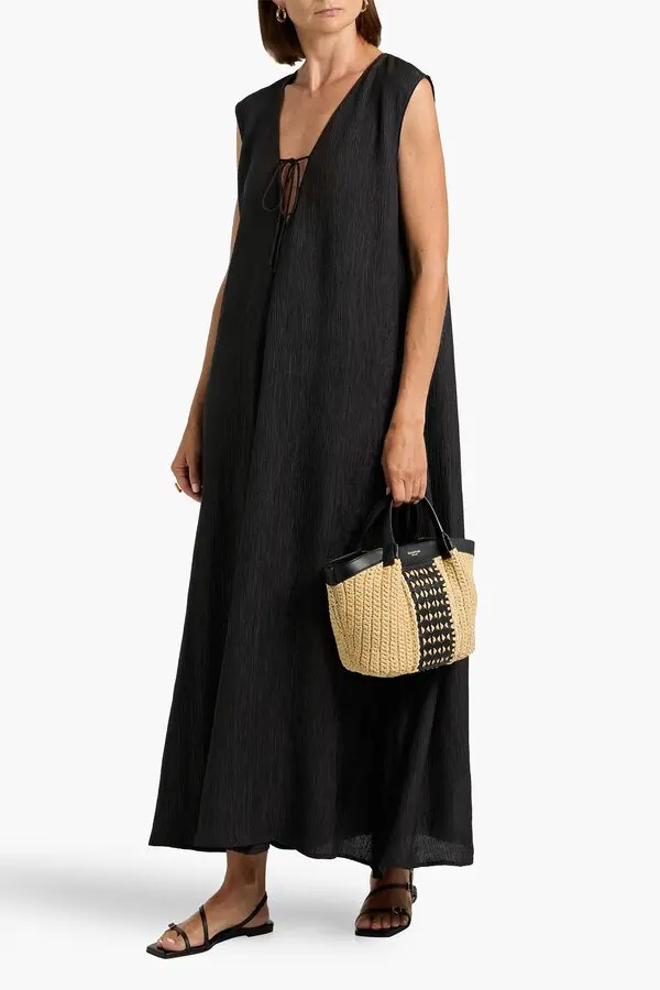 ANINE BING Constance Plissé Lyocellblend Maxi Dress