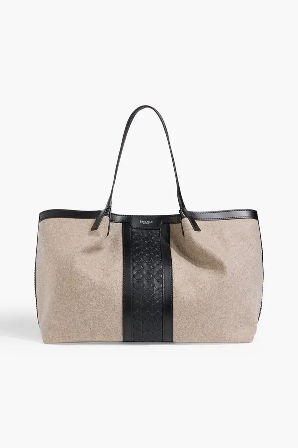 SERAPIAN Secret Leathertrimmed Felt Tote - Mushroom