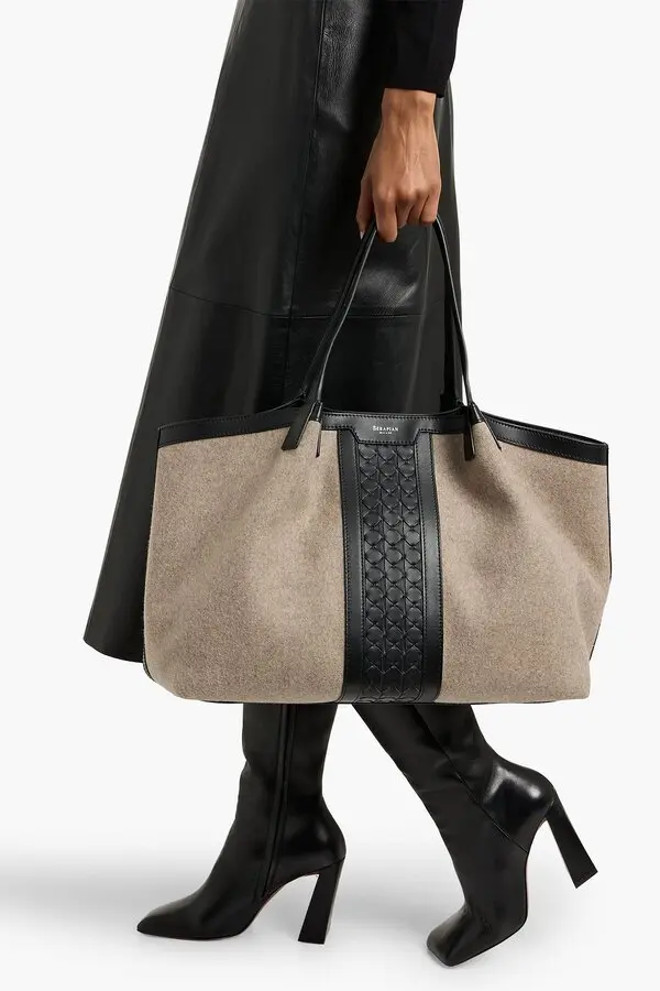 SERAPIAN Leather-trimmed Felt Tote