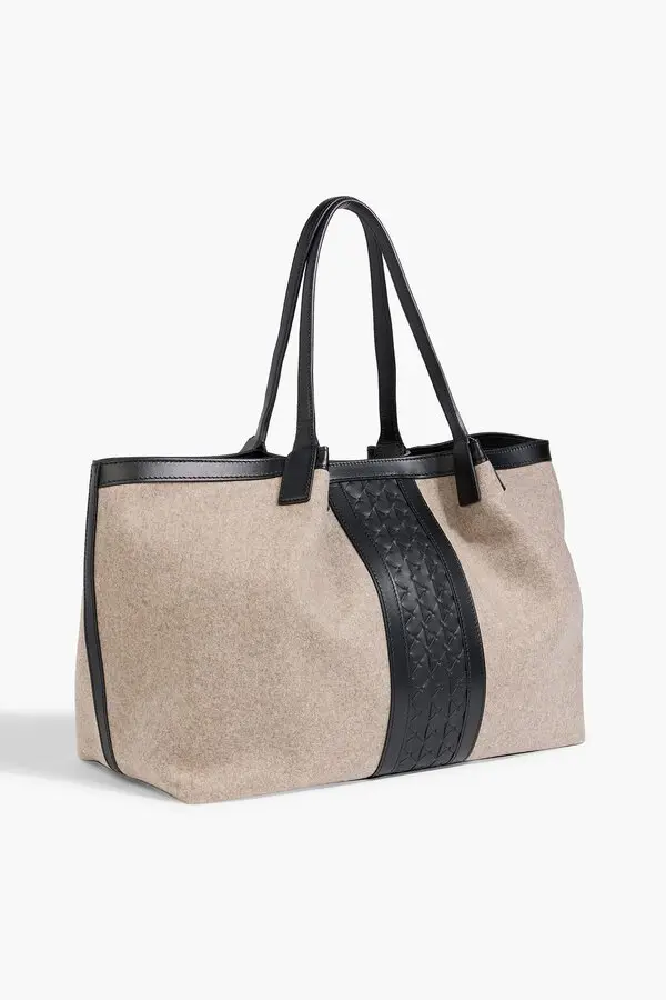 SERAPIAN Leather-trimmed Felt Tote