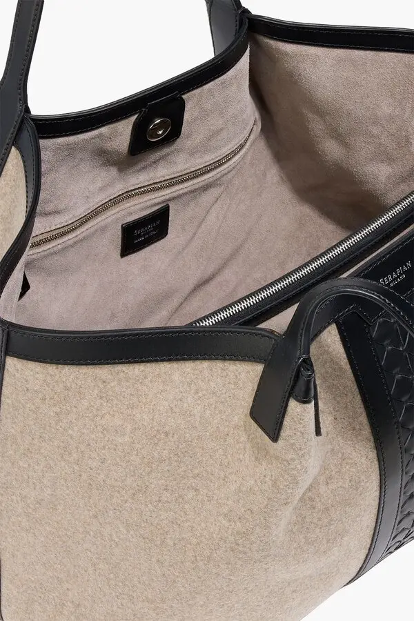 SERAPIAN Leather-trimmed Felt Tote
