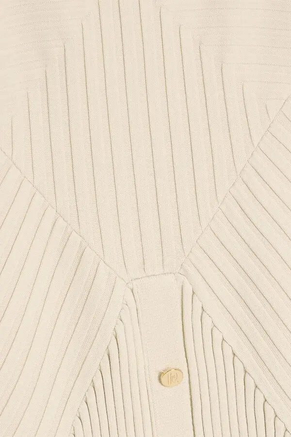 Rabanne Ribbed Knit Midi Dress With Button Embellishments