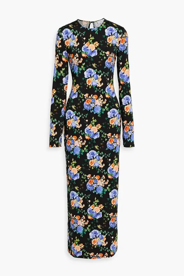 Rabanne Floralprint Stretchjersey Maxi Dress