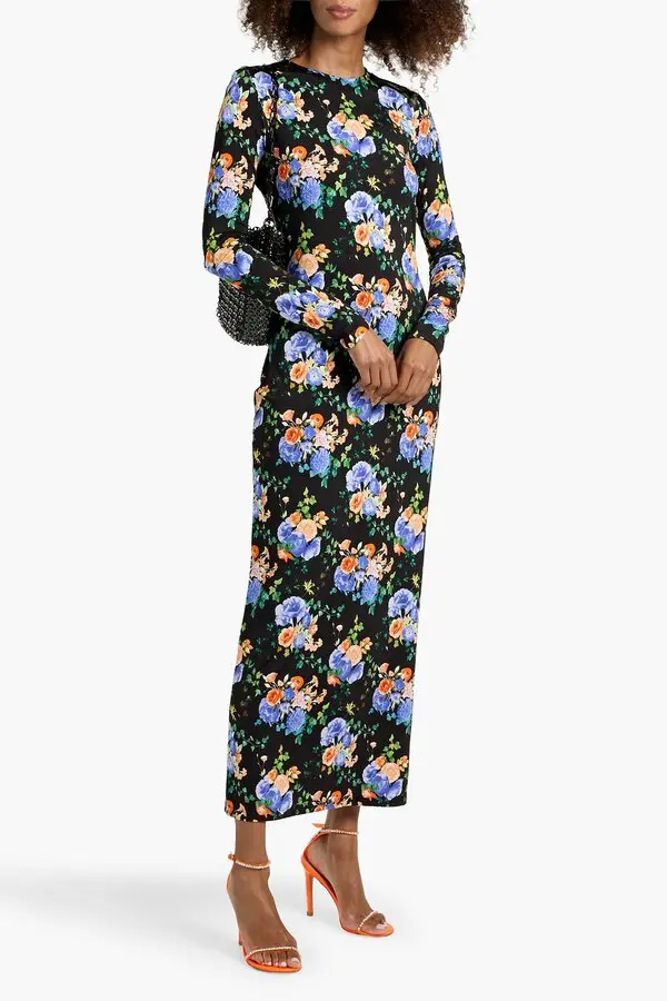 Rabanne Floralprint Stretchjersey Maxi Dress