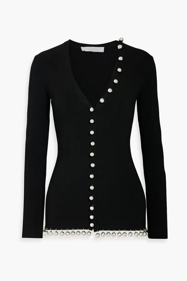 Rabanne Beadembellished Wool Cardigan - Black