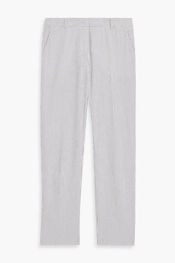 Max Mara Striped Cottonblend Seersucker Slimleg Pants - Blue