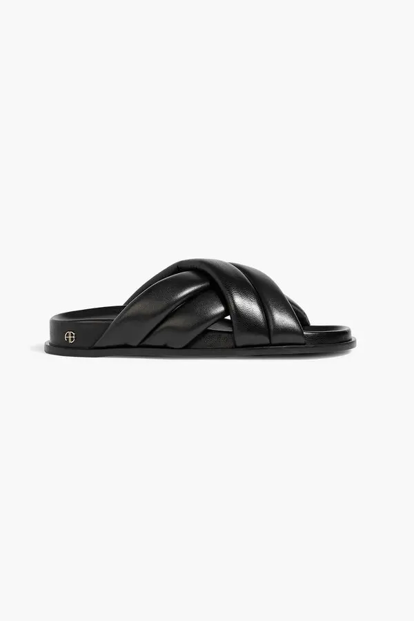 ANINE BING Lizzie Quilted Leather Sandals - Black