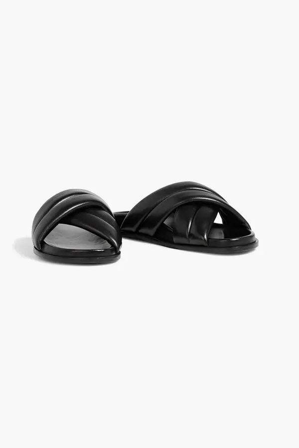 ANINE BING Lizzie Quilted Leather Sandals - Black