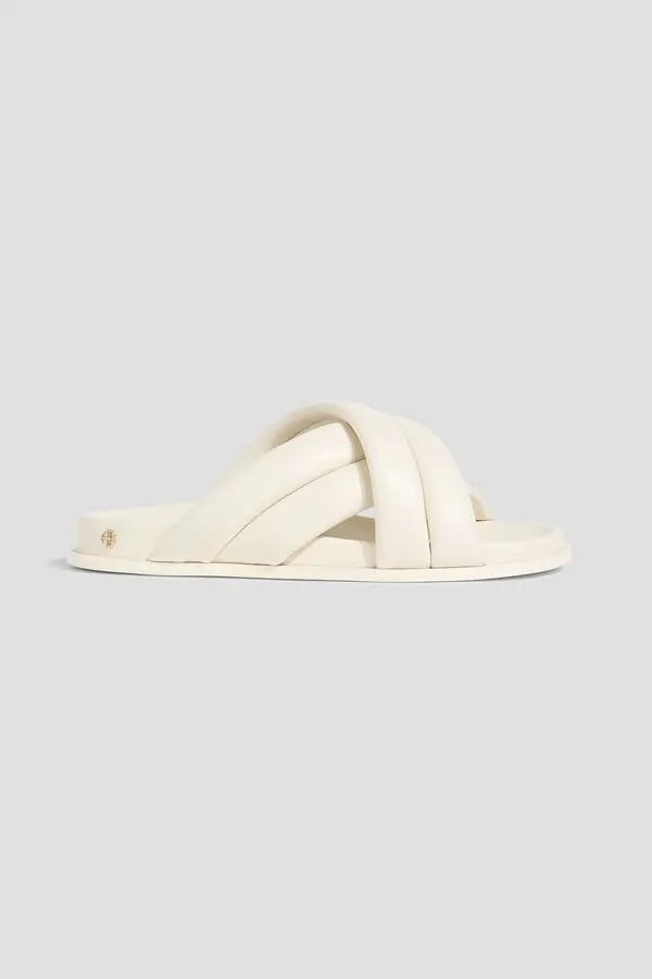 ANINE BING Lizzie Quilted Leather Sandals - Ivory