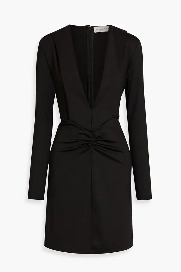 Victoria Beckham Gathered Stretchjersey Mini Dress