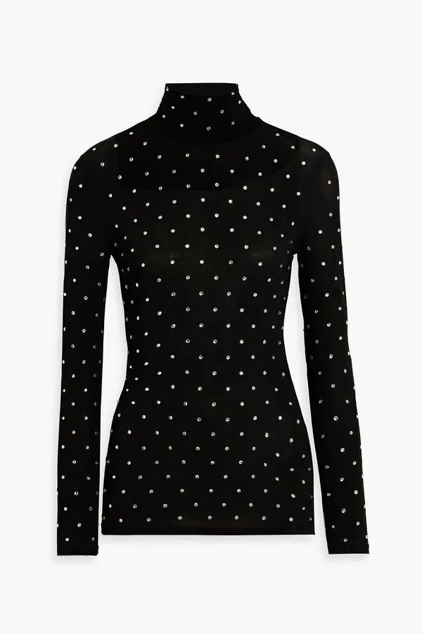 Rabanne Crystalembellished Cuproblend Jersey Top - Black