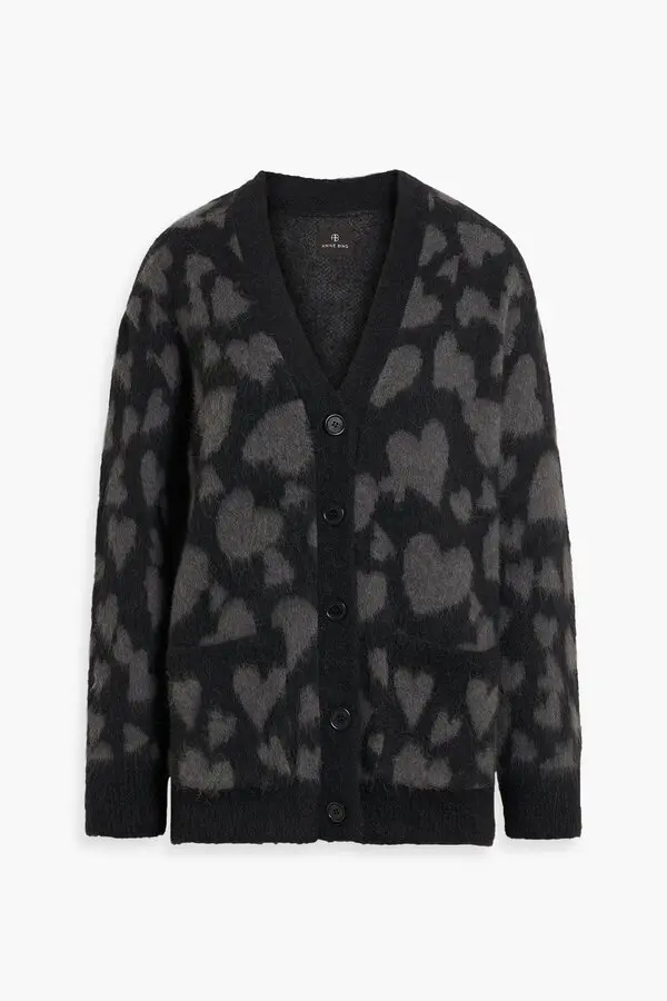 ANINE BING Banks Jacquard Knit Alpaca-blend Cardigan