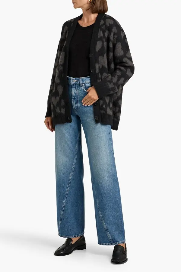 ANINE BING Banks Jacquard Knit Alpaca-blend Cardigan