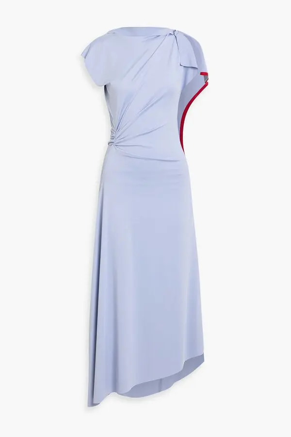 Victoria Beckham Asymmetric Gathered Jersey Midi Dress - Lavender