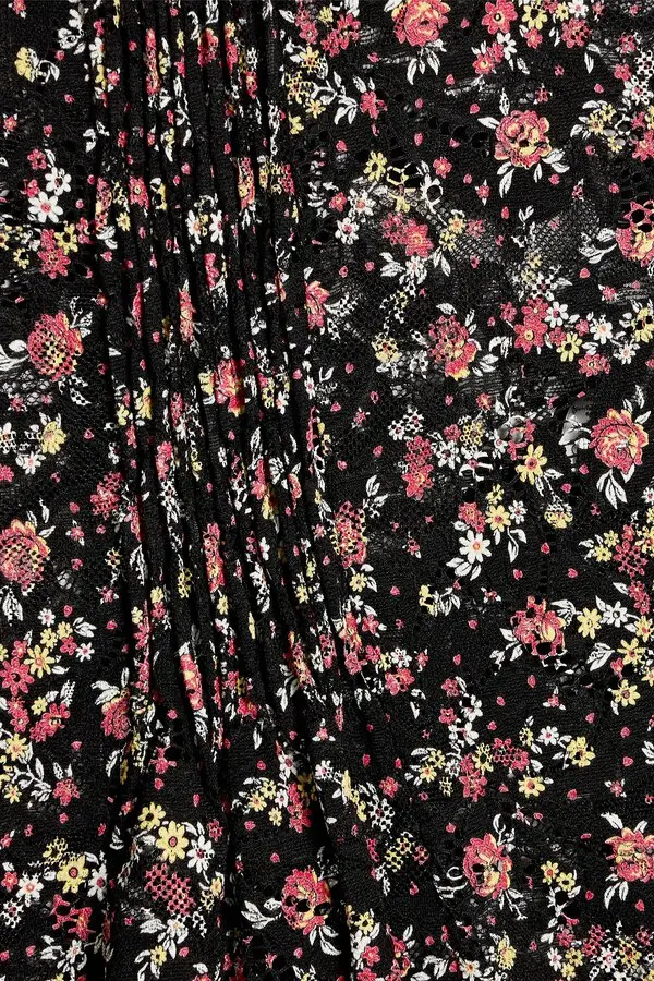 Rabanne Pintucked Floralprint Lace Top