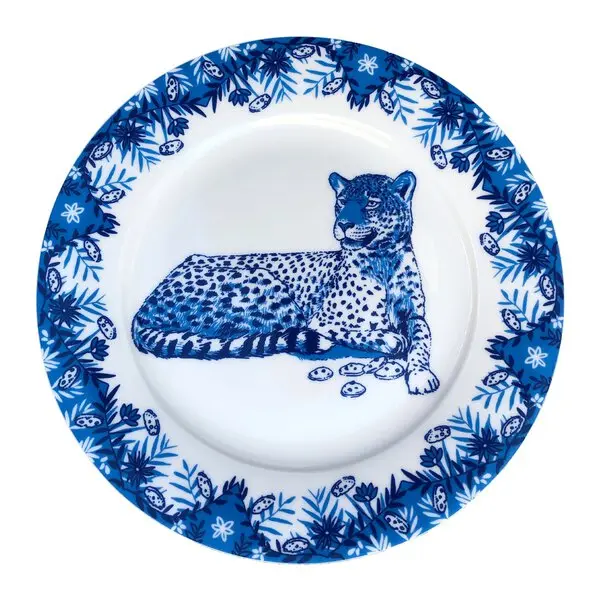 JIMBOBART Leopard Willow Pattern. Side Plate - White