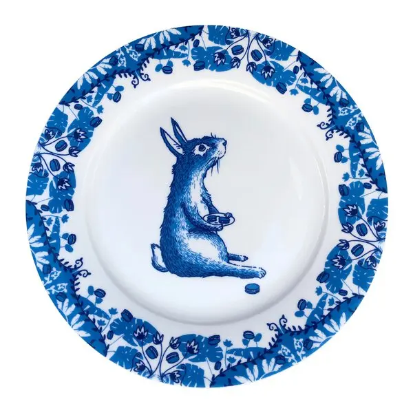 JIMBOBART Rabbit Willow Pattern. Side Plate - White