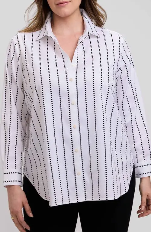 Foxcroft Stripe Boyfriend Button-up Shirt - White/black