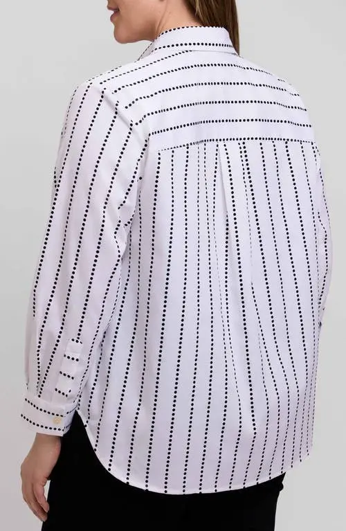 Foxcroft Stripe Boyfriend Button-up Shirt - White/black