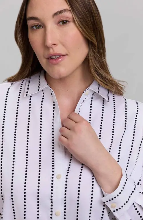 Foxcroft Stripe Boyfriend Button-up Shirt - White/black