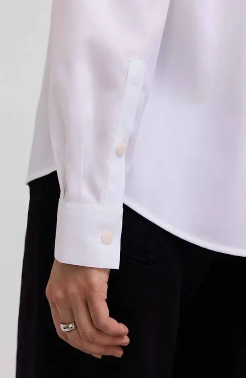 Foxcroft Hampton Floral Embroidered Cotton Blend Button-up Shirt