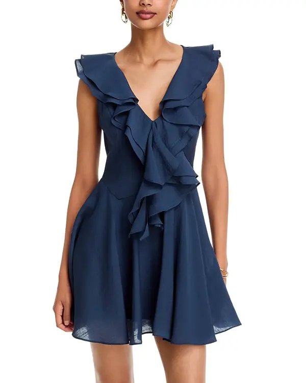 Aqua Flutter Sleeve Ruffle Mini Dress Exclusive