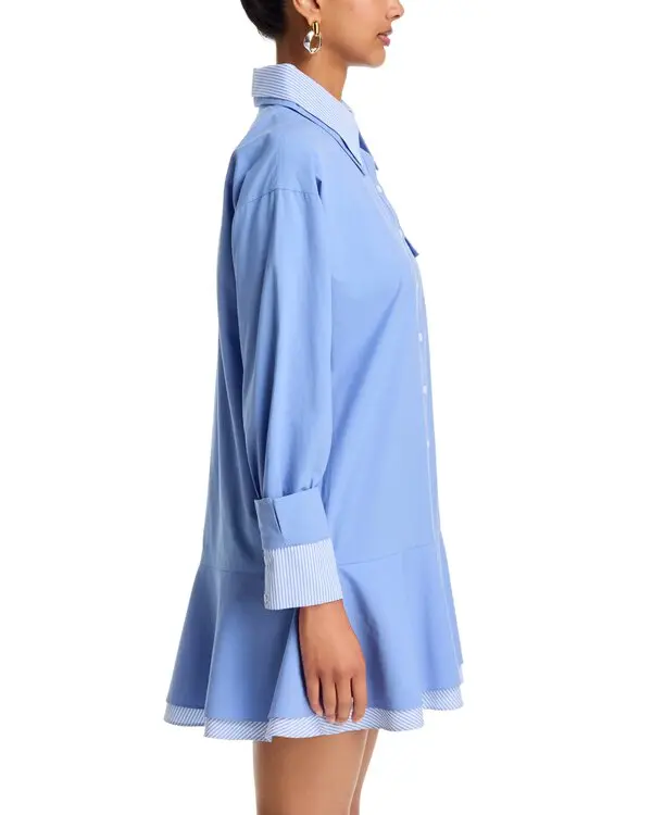 Aqua Double Layer Mini Shirt Dress
