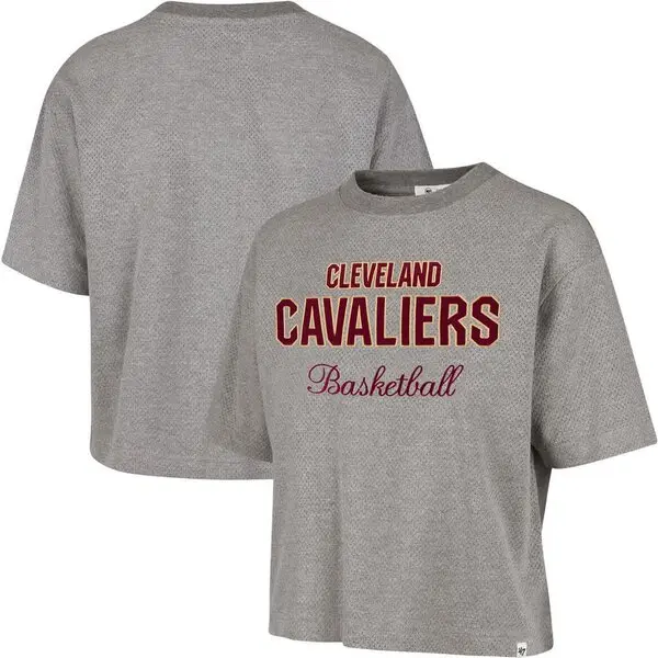 '47 Cleveland Cavaliers Pivot Drop Needle Cropped T-shirt - Gray