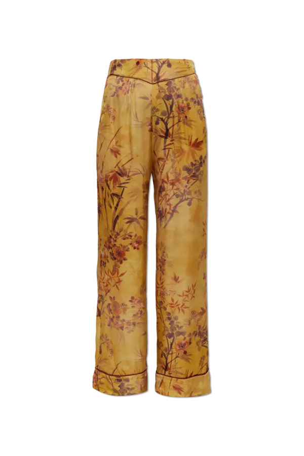 FORTE_FORTE Trousers With A Botanical Motif - Yellow