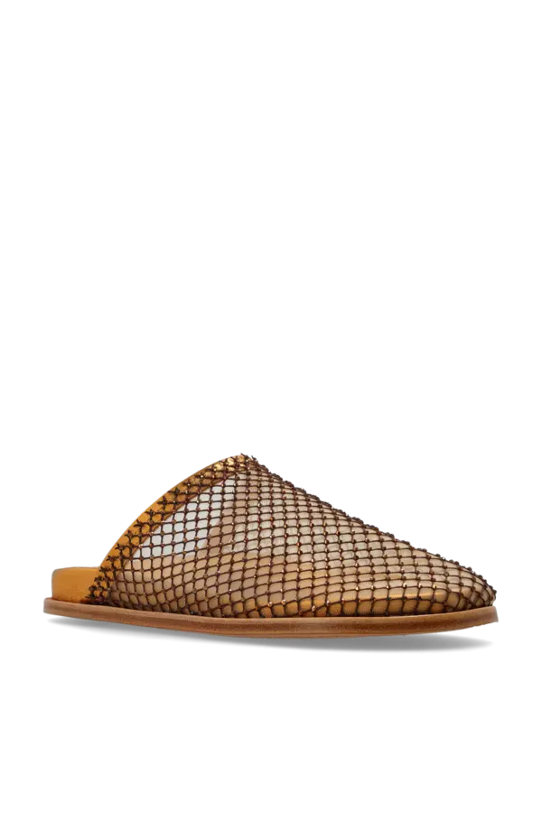FORTE_FORTE Leather Slides With Shimmering Crystals