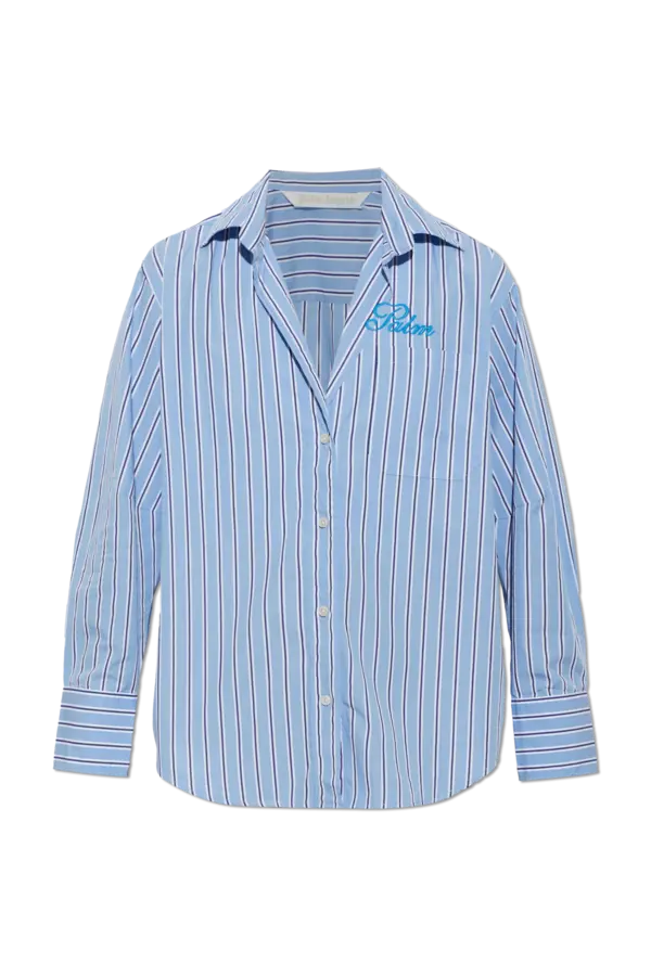 Palm Angels Shirt With Striped Pattern - Blue