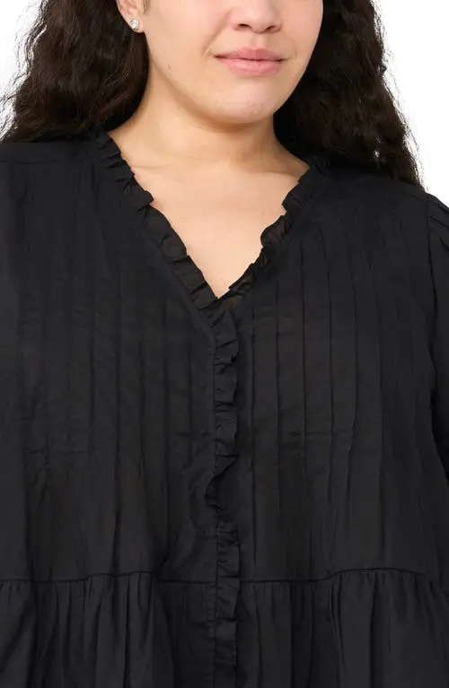 CECE DUPRAZ Pintuck Tiered Cotton Dress