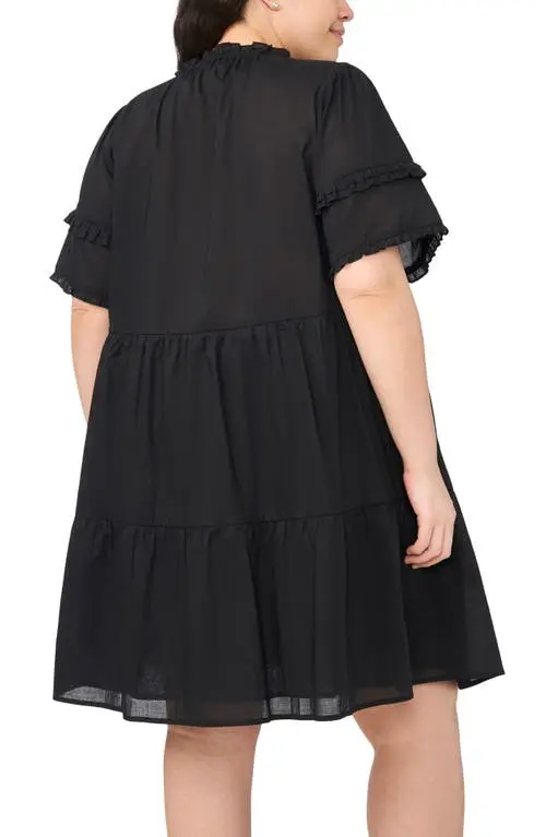 CECE DUPRAZ Pintuck Tiered Cotton Dress
