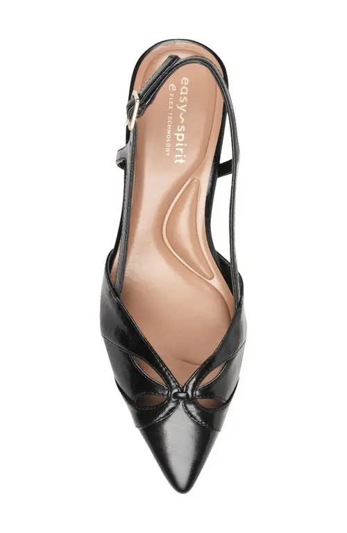 Easy Spirit Kaisley Pointed Toe Slingback Pump With Kitten Heel - Black