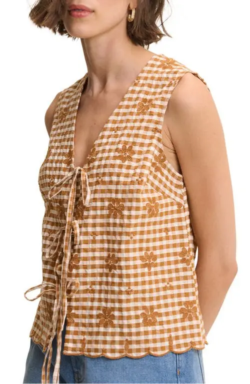 NOBODY'S CHILD Tessa Embroidered Tie Front Vest