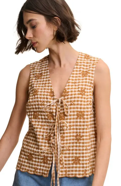 NOBODY'S CHILD Tessa Embroidered Tie Front Vest