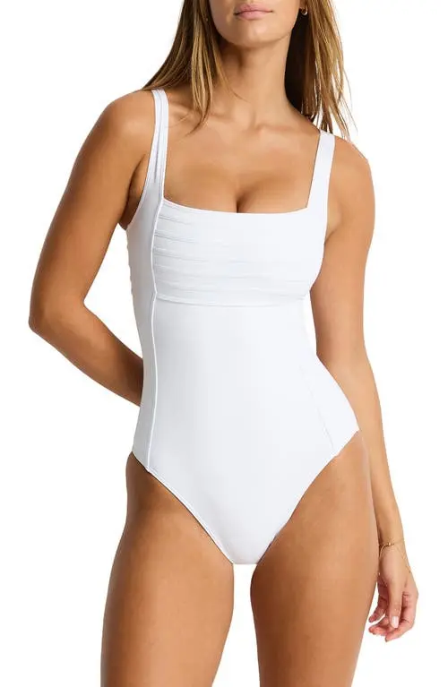 SEA LEVEL De Luxe Square Neck One-piece Swimsuit - White