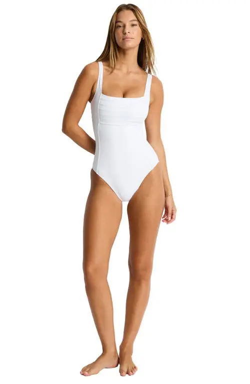SEA LEVEL De Luxe Square Neck One-piece Swimsuit - White