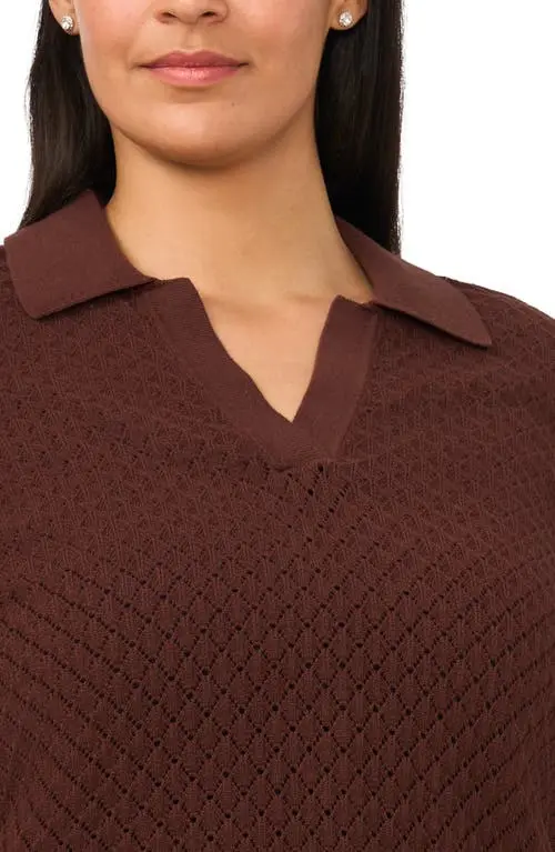 Halogen Pointelle Knit Polo Sweater