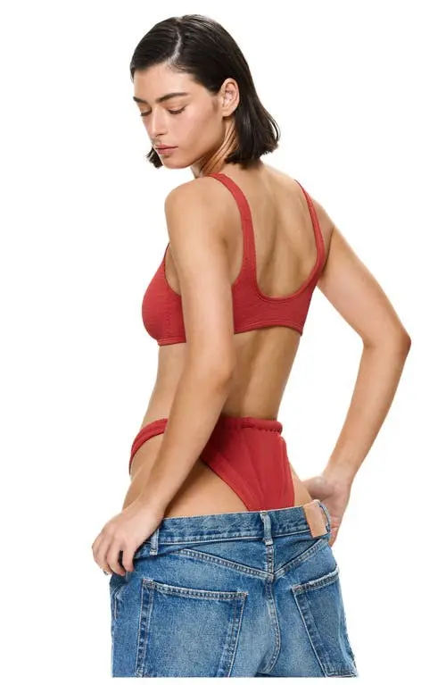 GOTTEX Tubular High Leg Bikini Bottom - Paprika