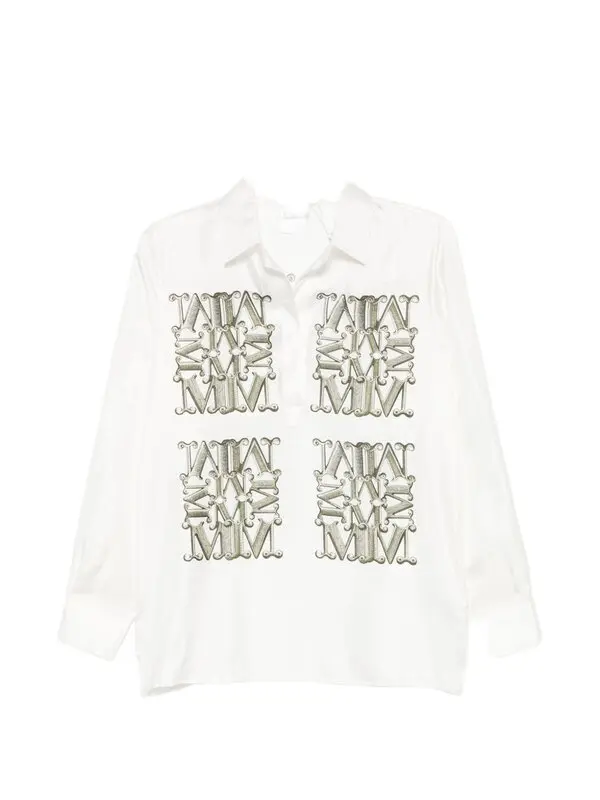 Max Mara Logo Print Silk Shirt - Green