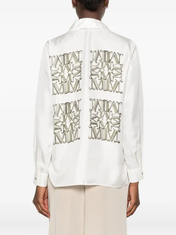Max Mara Logo Print Silk Shirt - Green