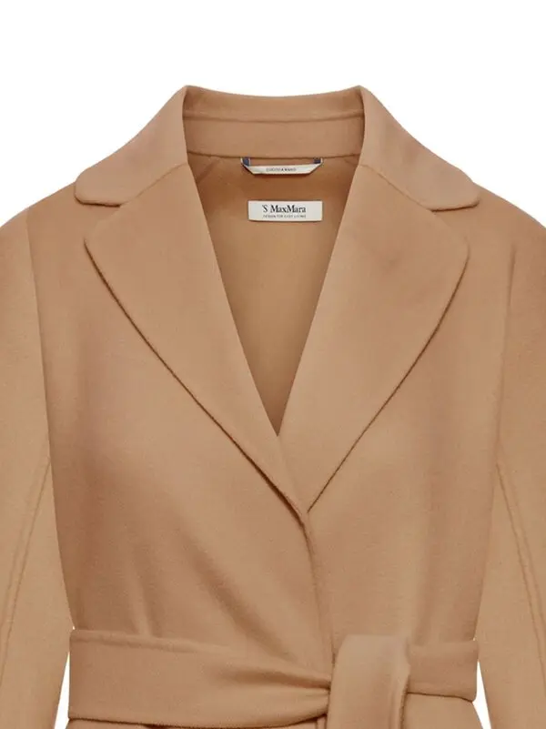 Max Mara Wool Long Coat With Belted Cuffs