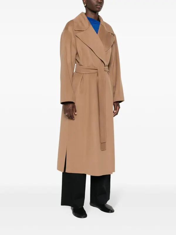 Max Mara Wool Long Coat With Belted Cuffs