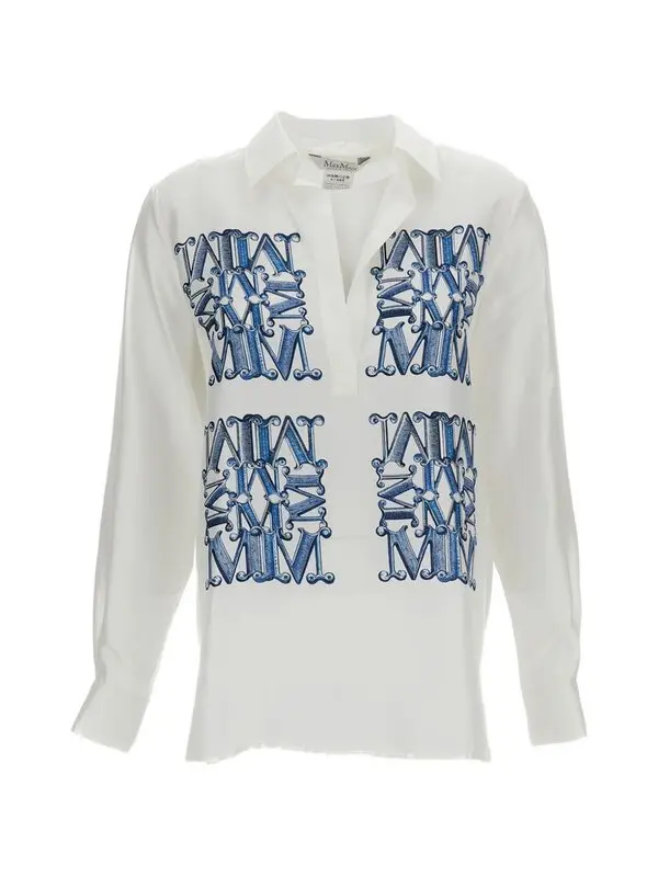 Max Mara Logo Print Silk Shirt
