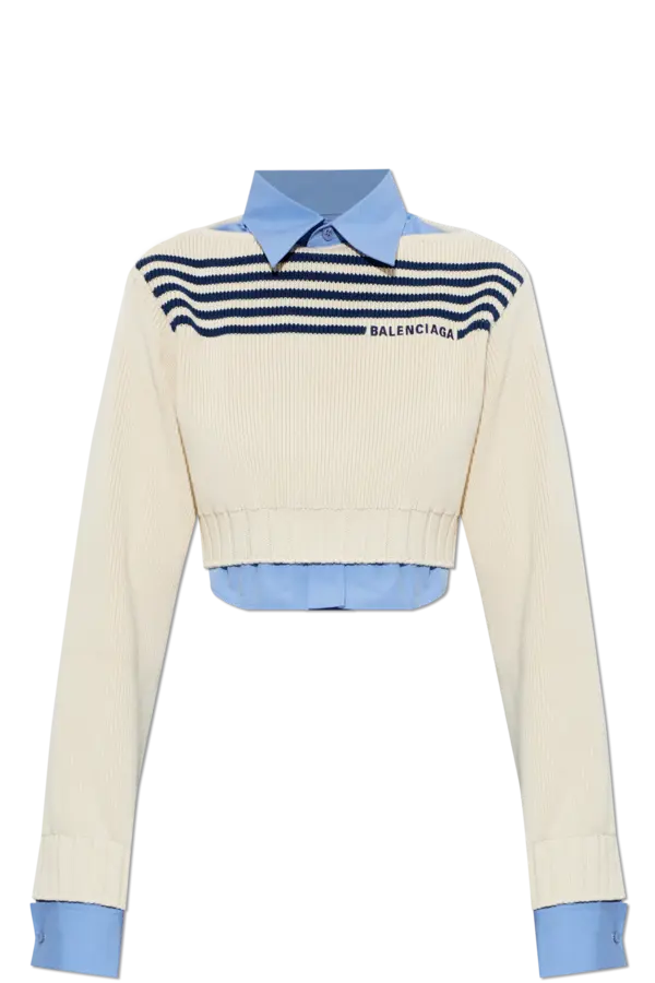 Balenciaga Cropped Sweater With Logo