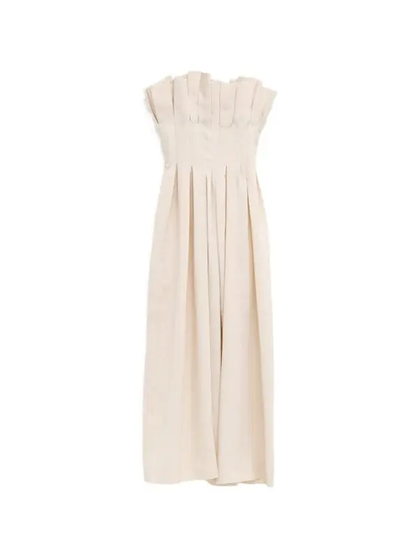 Khaite Claude Linen Blend Midi Dress