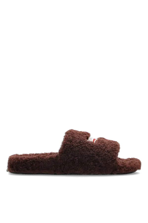 Balenciaga Futrzane Slippers - Brown