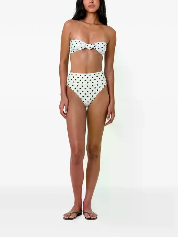NICHOLAS Nerea High Waist Bikini Bottoms Ivory Black Polka Dot