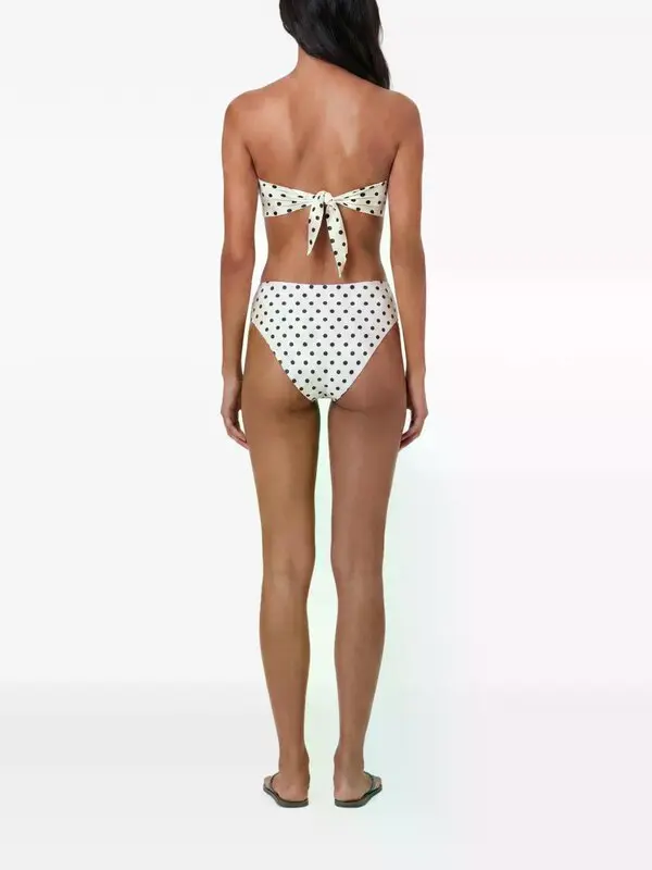 NICHOLAS Nerea High Waist Bikini Bottoms Ivory Black Polka Dot